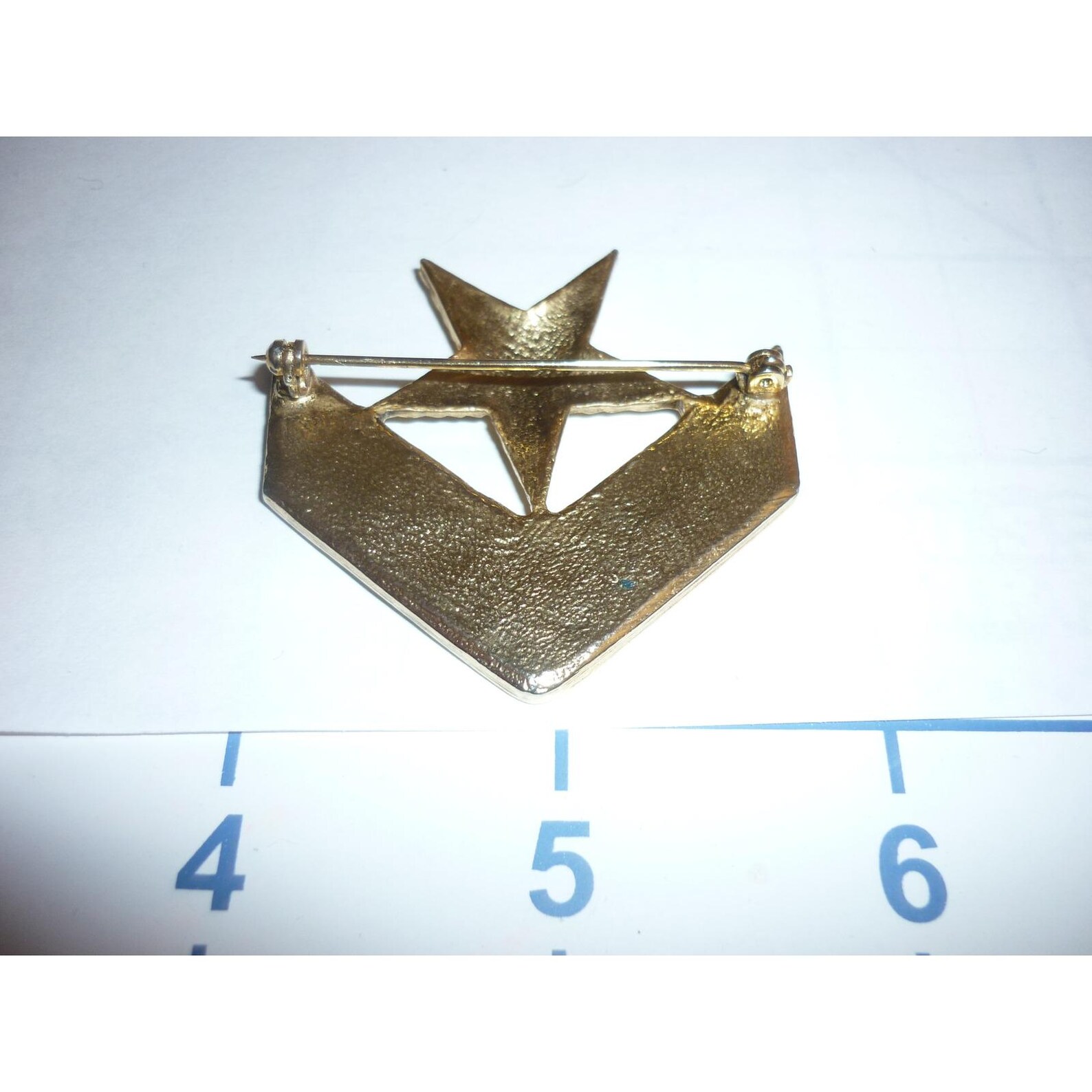 Vintage Military Rank Insignia Pin Star Chevron Red Black Gold Tone Pin ...