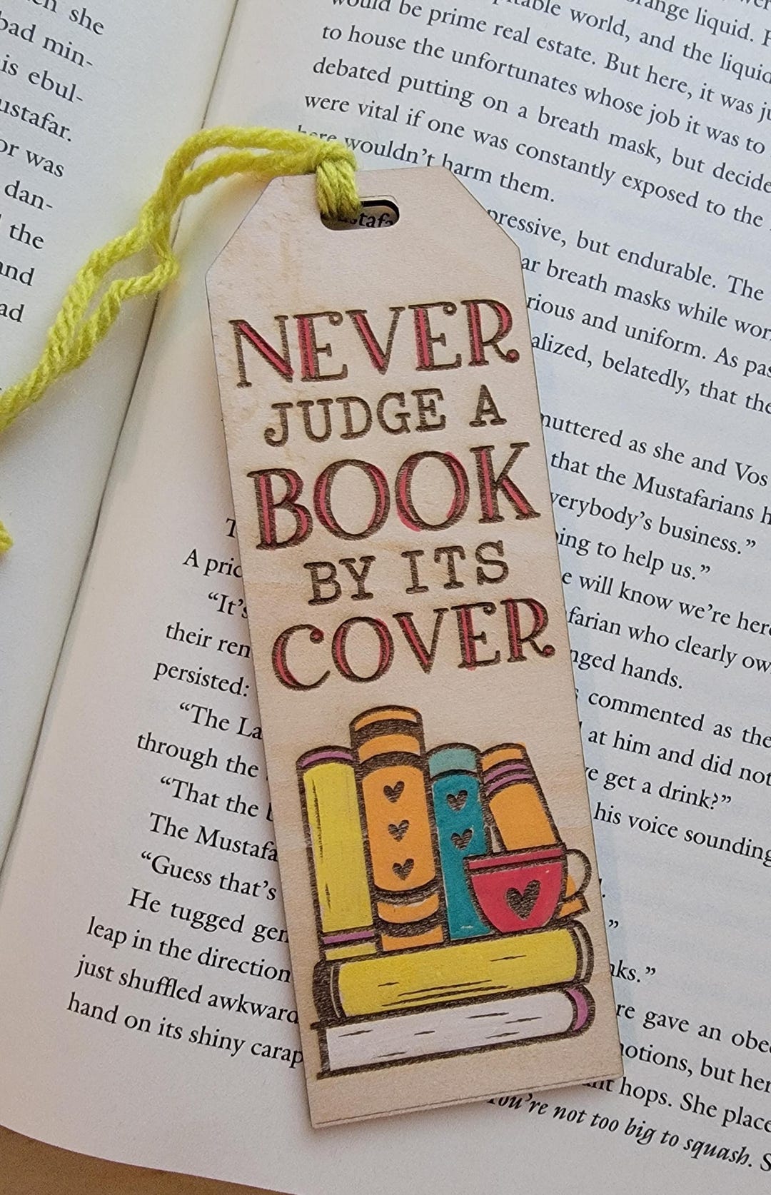 Never Judge a Book by Its Cover Wood Bookmark - Etsy