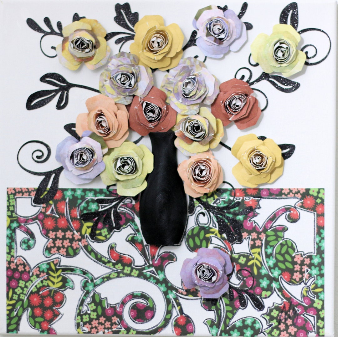 3D Paper Flowers Canvas - Etsy