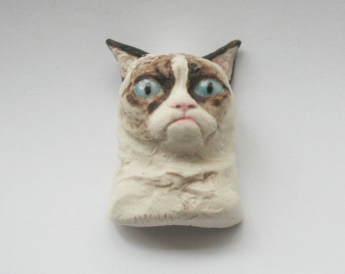 Unofficial Grumpy Cat Magnet, Glazed Porcelain Co-meme-orative Fridge ...