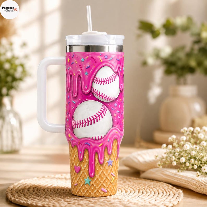 Personalized Icream Baseball Mom Tumbler, Custom Name Number Baseball ...