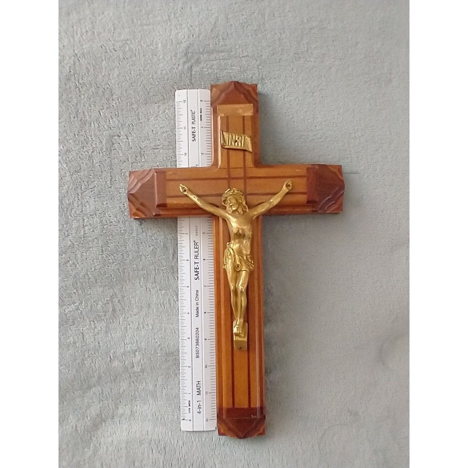 VTG Safe INRI Wooden Wall Crucifix Hidden Compartment Cross Holy Water ...