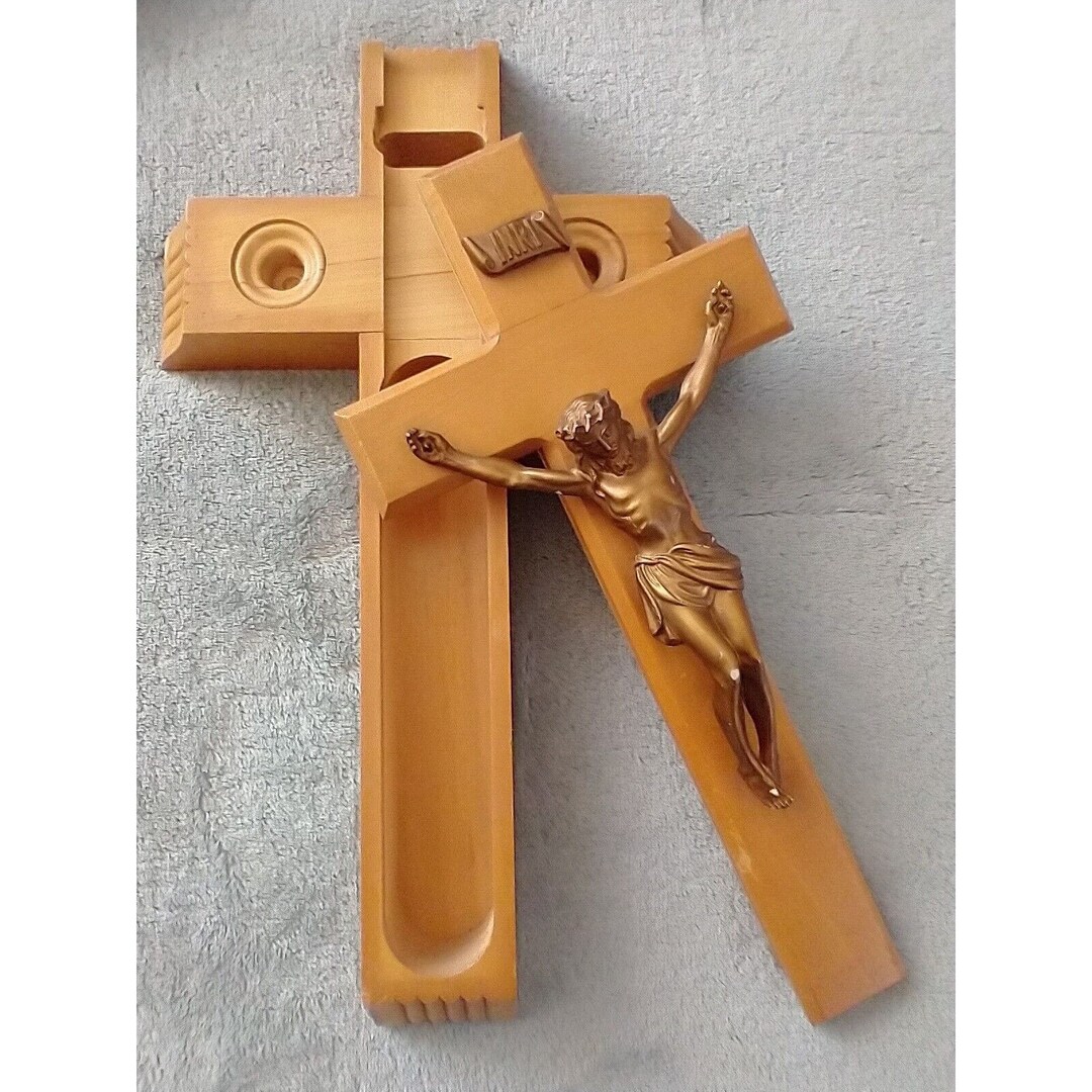 Vtg INRI Wooden Wall Crucifix Cross Safe With Hidden Compartment - Etsy