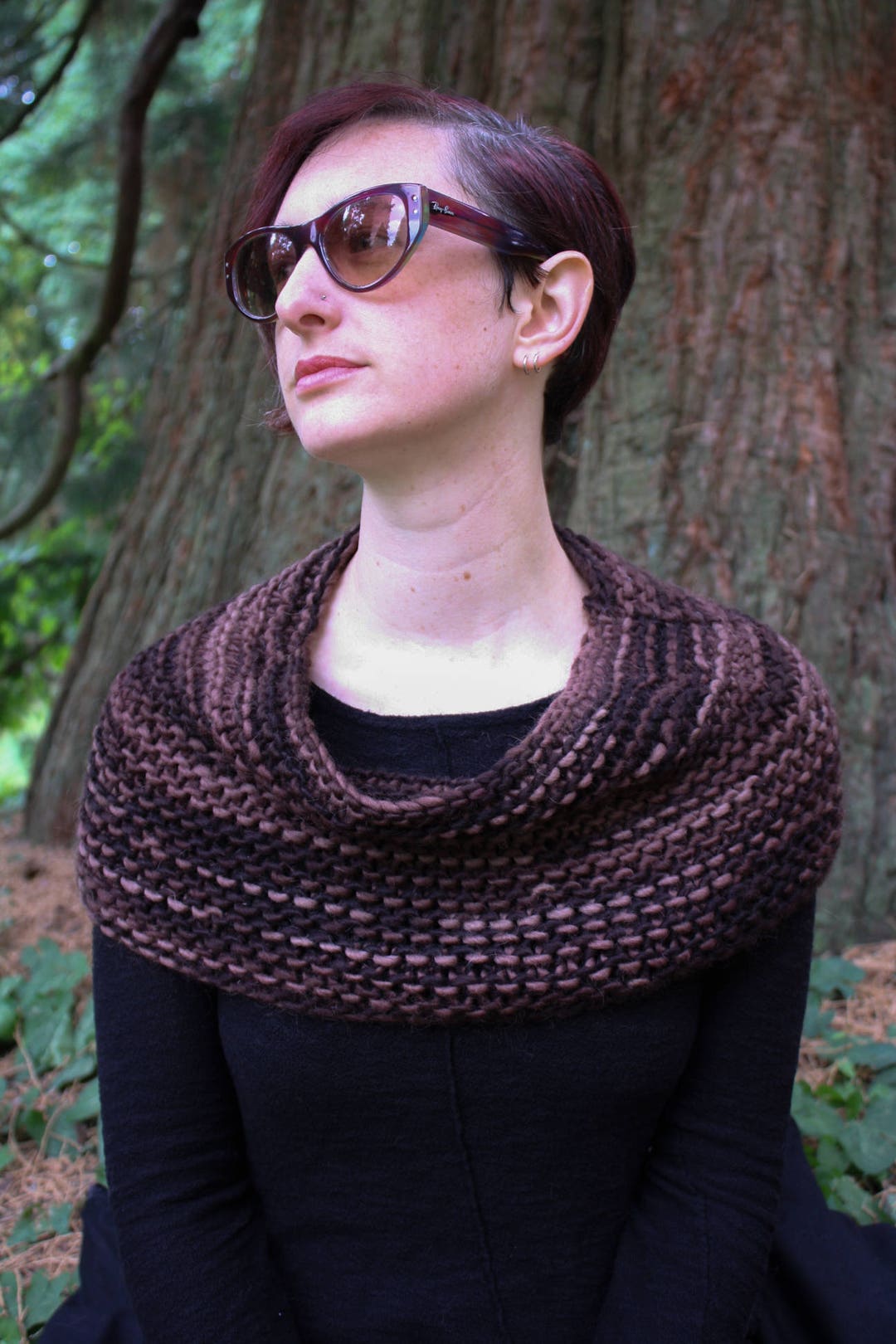 Chunky Cowl Shawl in Brown - Etsy