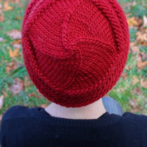 Red Purl Banded Hat - Etsy