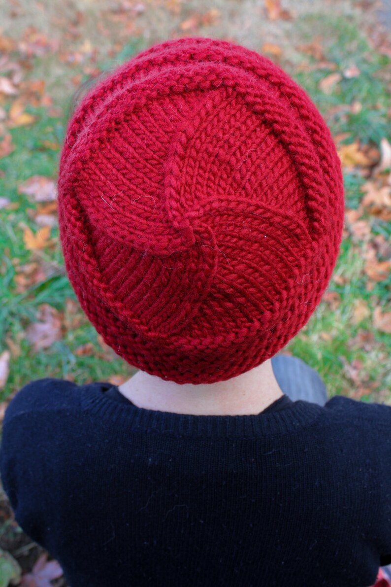 Red Purl Banded Hat - Etsy