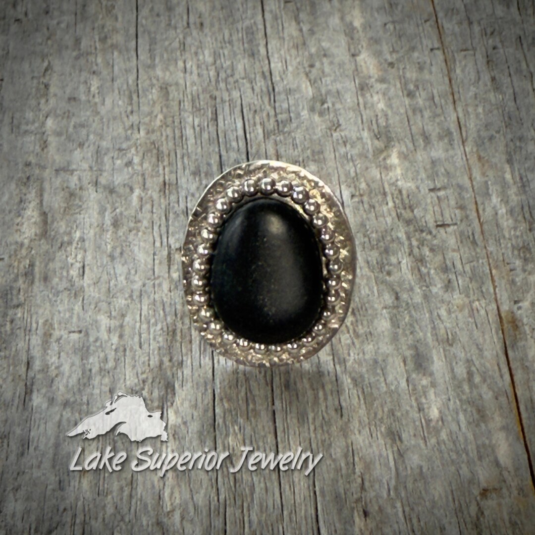 Lake Superior Basalt Sterling Silver Ring Size 9 - Etsy
