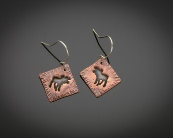 North American Moose Crossing Solid Copper Pendant | Etsy