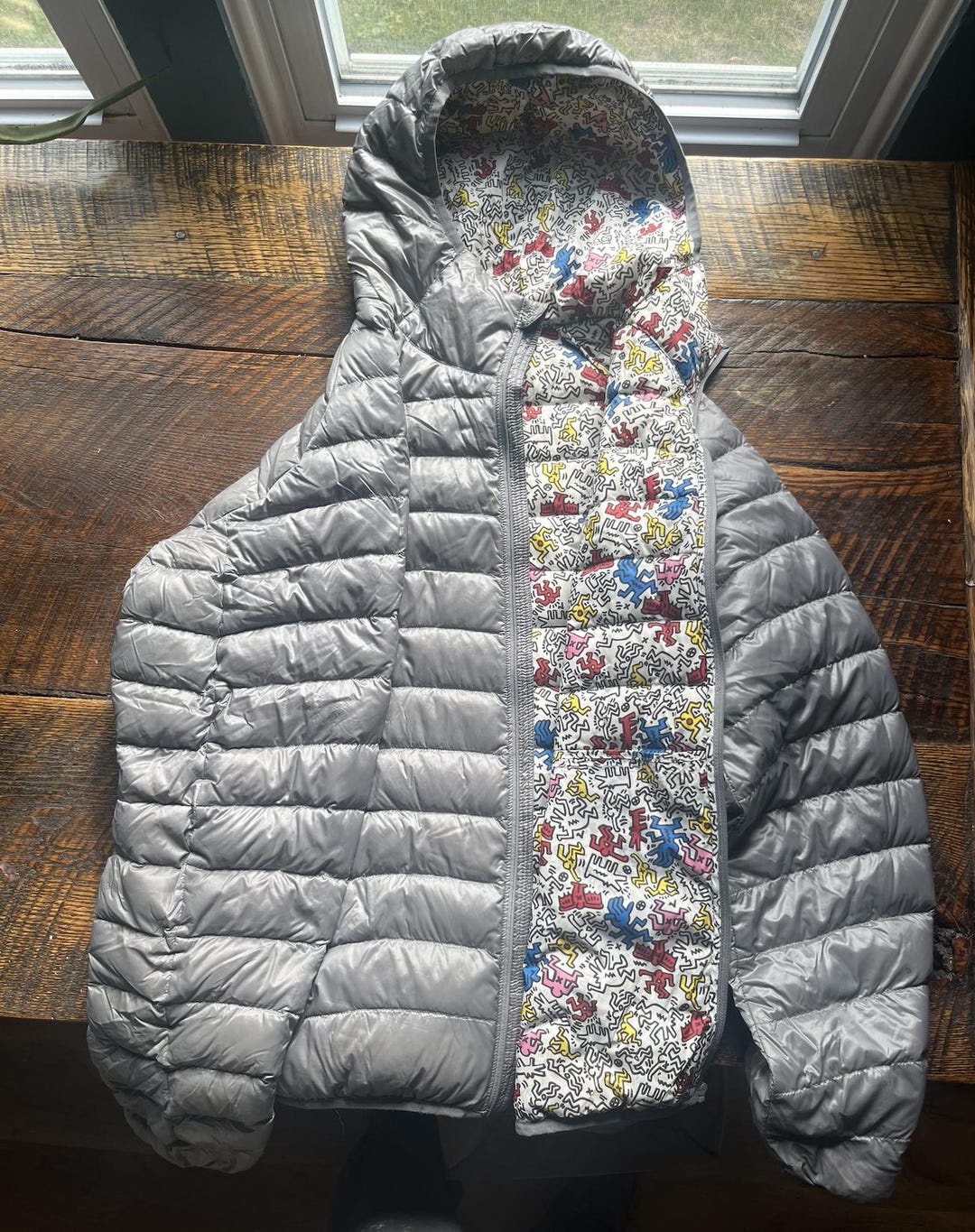 UNIQLO SPRZ Moma Keith Haring Ultra Light Down Puffer Jacket Silver ...