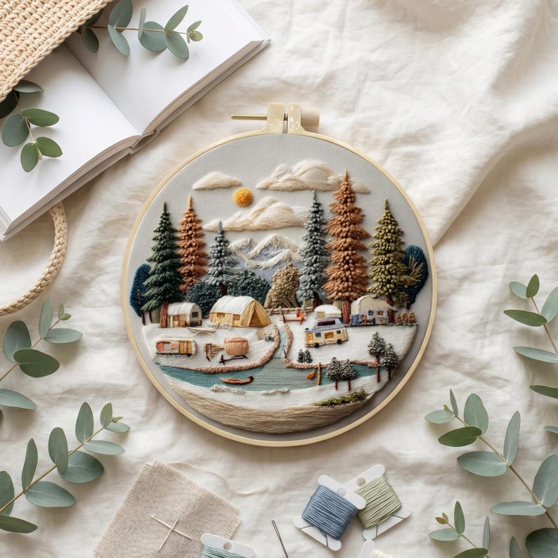 Landscape Series 4 Embroidery Kit for Beginners-scenery, DIY Starter ...
