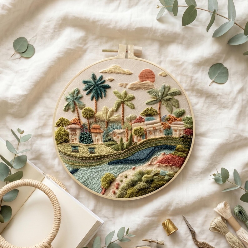 Landscape Series 4 Embroidery Kit for Beginners-scenery, DIY Starter ...