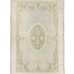 Vintage Anatolian 6’2” X 9'1" Rug Isparta Pastel Color Hand Knotted ...