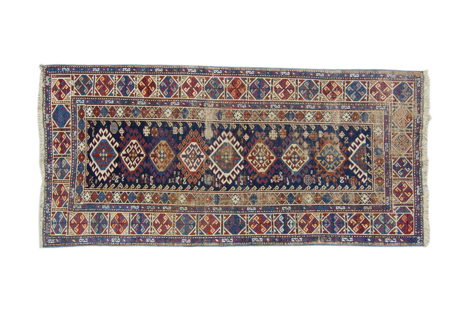 Antique Caucasian 39 X 7'11 Rug Quba Kuba Blue Red - Etsy