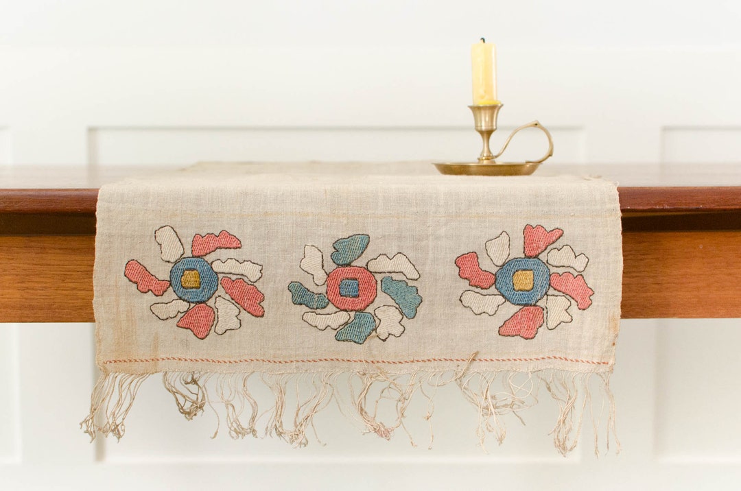 Antique Ottoman Greek Hand Embroidered Floral Design Silk Thread Linen ...