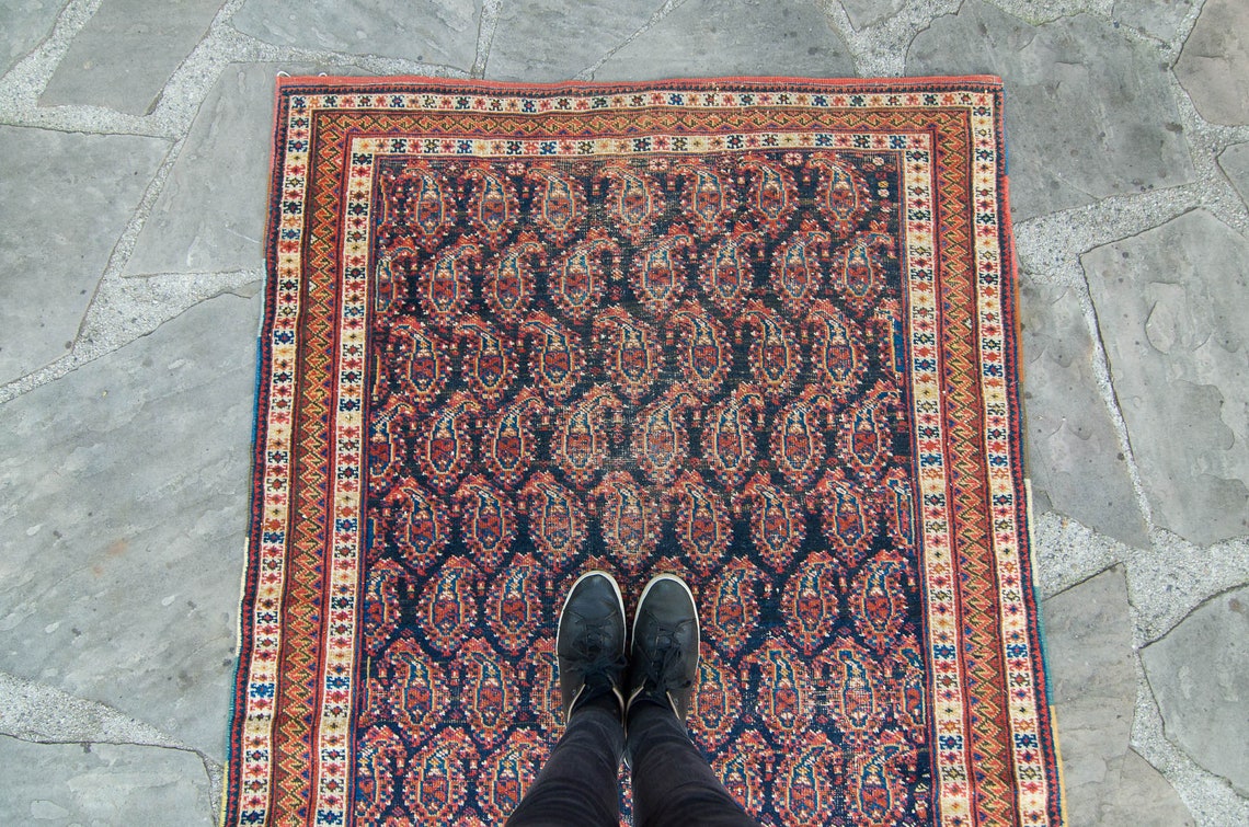 Antique Kurdistan 4’ X 5’8” Rug Paisley Earth-toned Color Floral ...