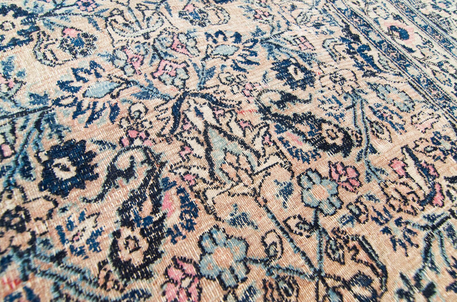 Antique 84 X 12 Distressed Rug Blue Pink Floral Wool - Etsy