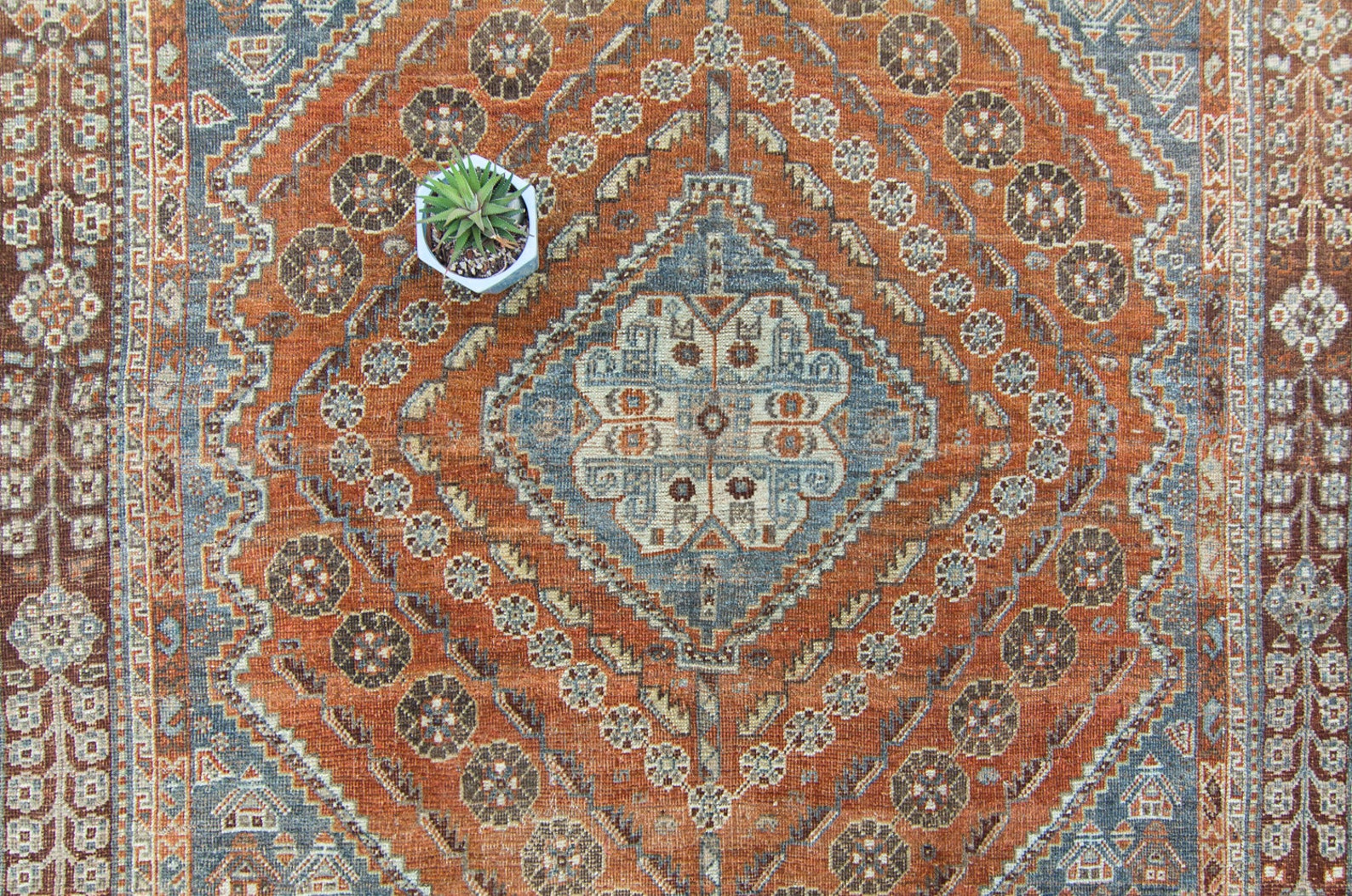 Antique 58 X 8 Rust Brown Rug Diamond Medallion Medium Wool - Etsy