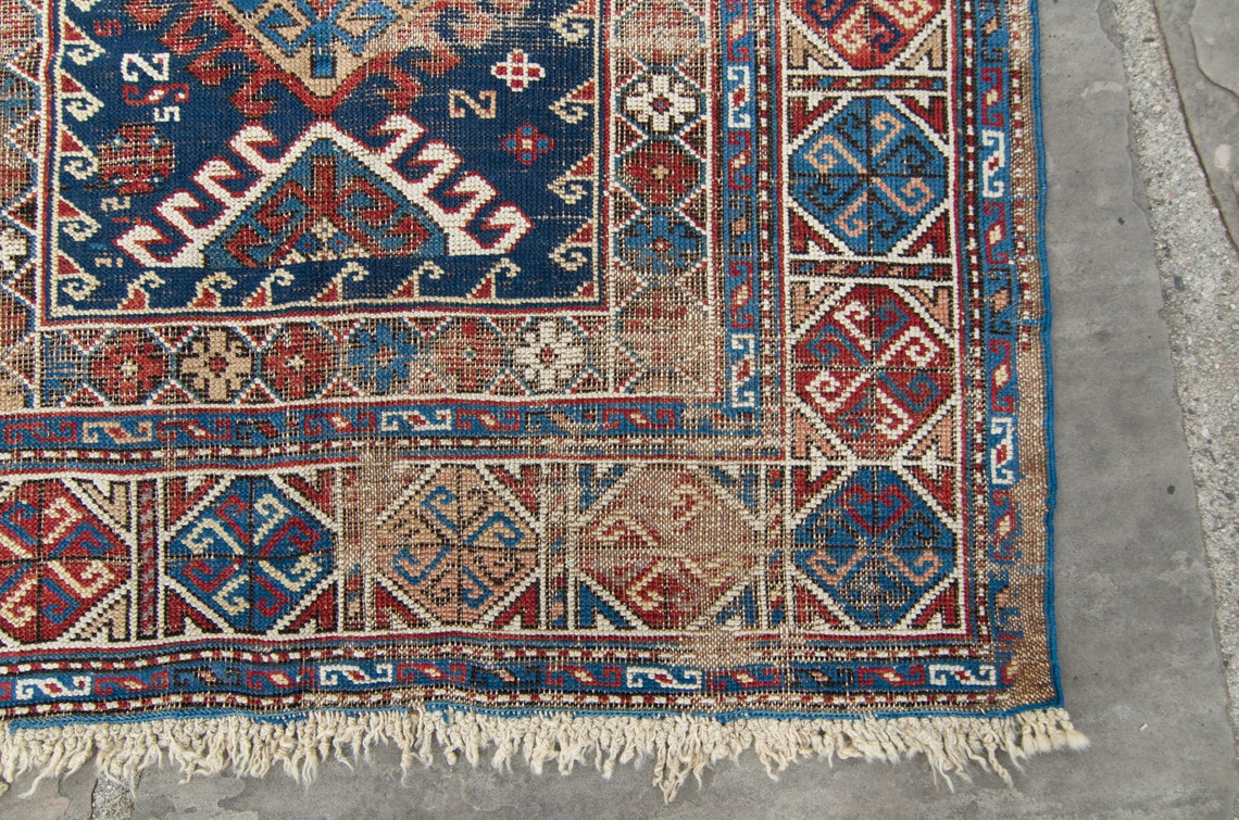 Antique Caucasian 39 X 7'11 Rug Quba Kuba Blue Red - Etsy