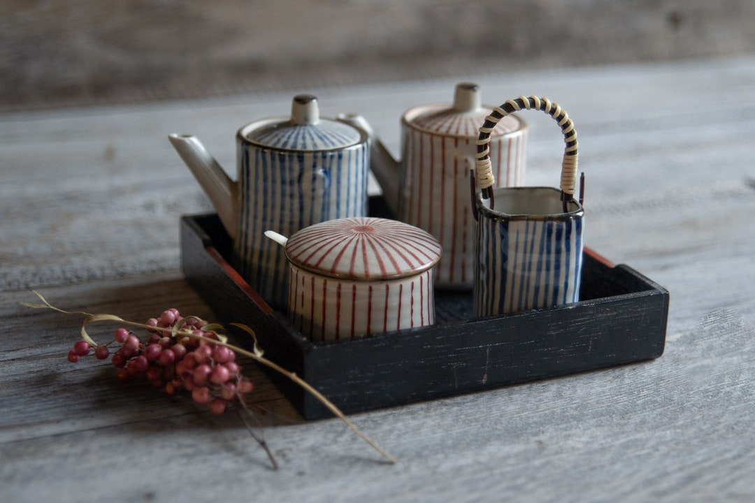 Vintage Japanese Ceramic Seasoning Set Soy Sauce Vinegar Chili Pepper ...