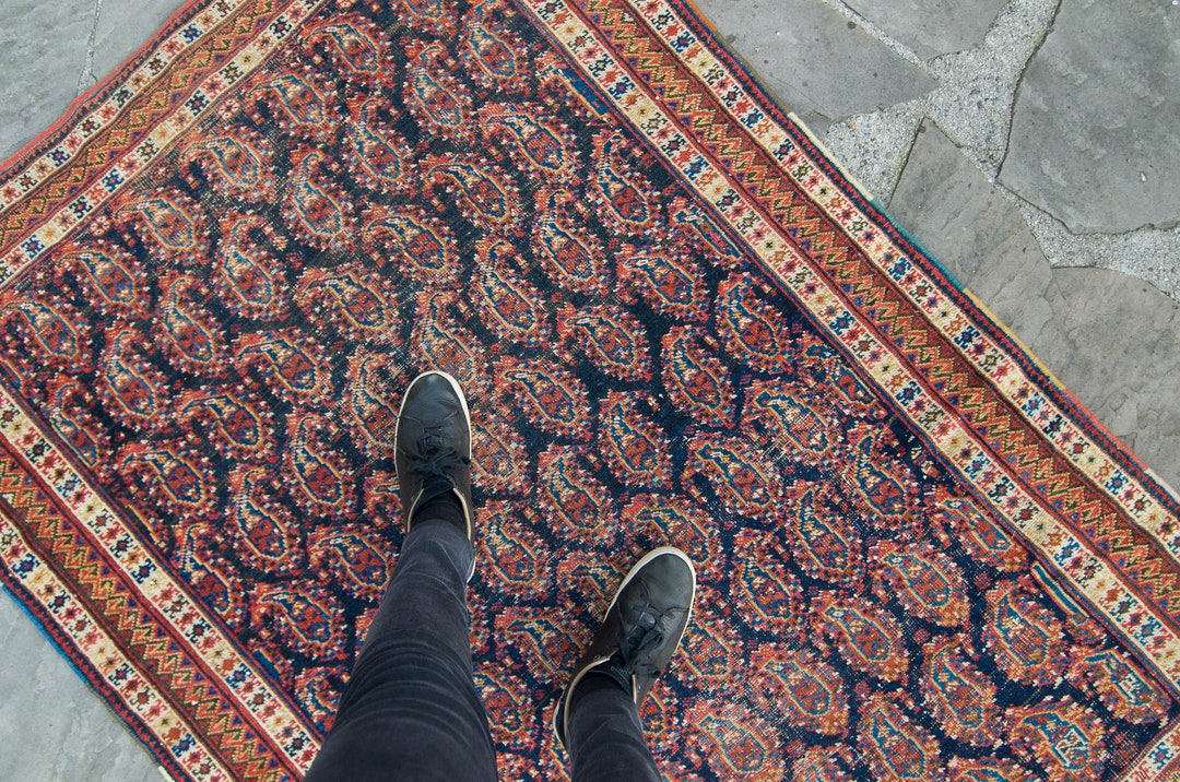 Antique Kurdistan 4 X 58 Rug Paisley Earth-toned Color Floral Paisley ...