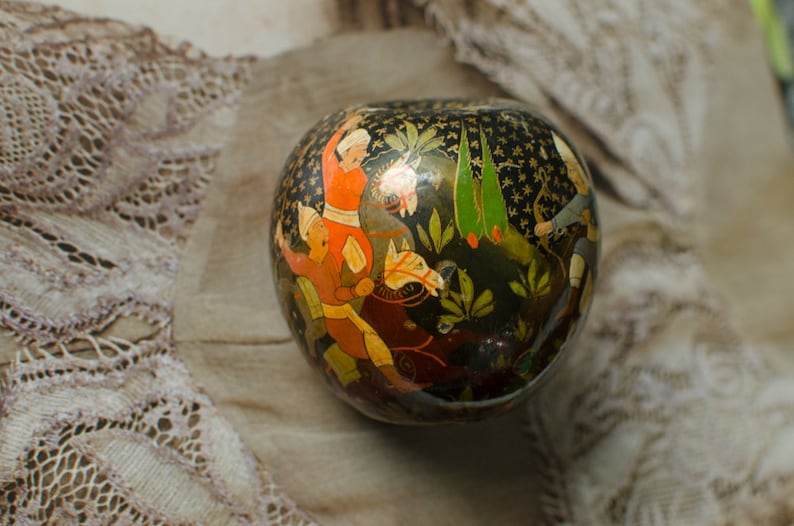 Vintage Indian Hand Painted Wood Lacquer Figural Ball Game | Etsy