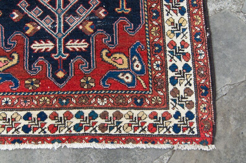Antique Kurdish Rug 3’7” X 9’4.5” Tree of Life Design Flowers Vines ...