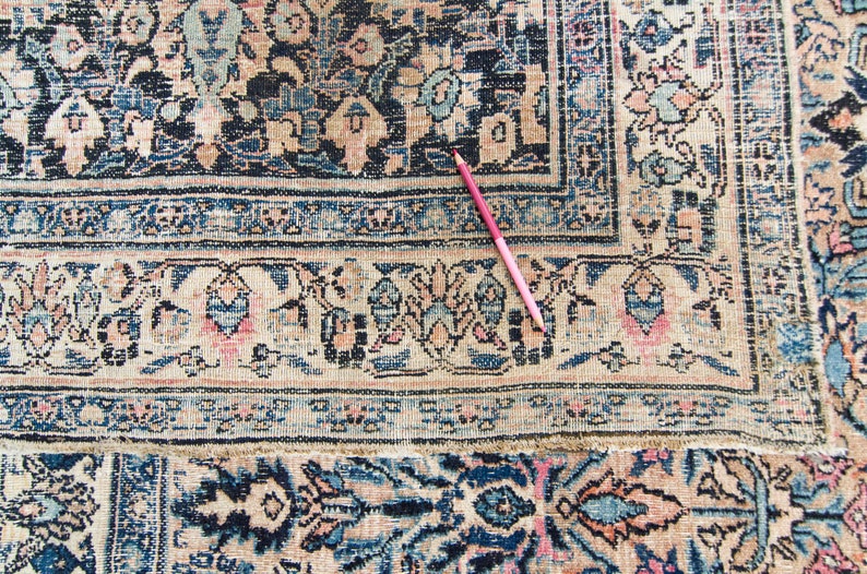 Antique 84 X 12 Distressed Rug Blue Pink Floral Wool - Etsy