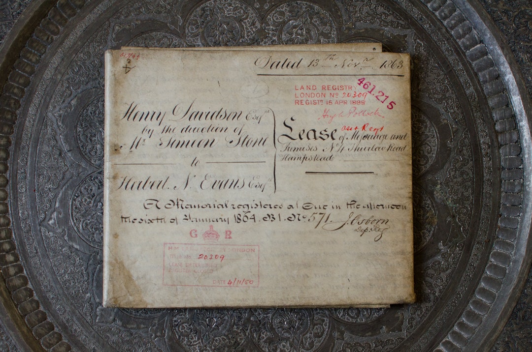 Antique Rare American/british Small Indenture of Lease Deed Vellum Red ...