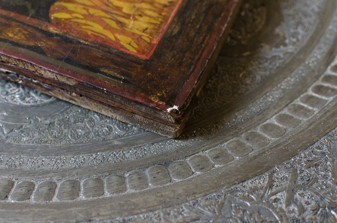 Antique Egg Tempera Hand Painted Wood Panel Silver Leaf the - Etsy