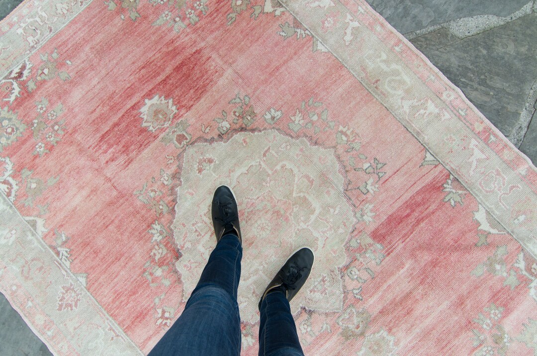 Vintage Konya 5’8” X 8’8” Rug Karapinar Oushak Red Pink Supple ...