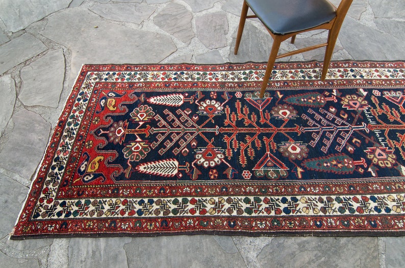 Antique Kurdish Rug 3’7” X 9’4.5” Tree of Life Design Flowers Vines ...