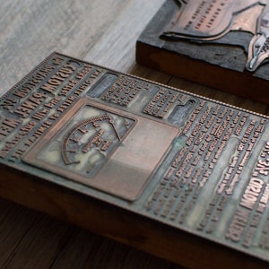 Vintage Set of 2 Letterpress Printing Blocks Metal Engraving Custom ...