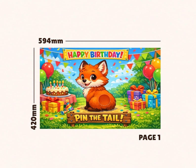 Pin the Tail on the Fox Game Printable, Woodland Birthday Party Game ...