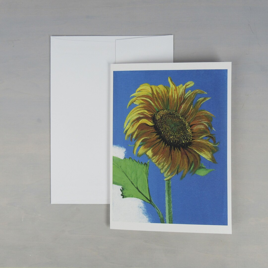 Sunflower Note Card From Original Artwork With Envelope - Etsy