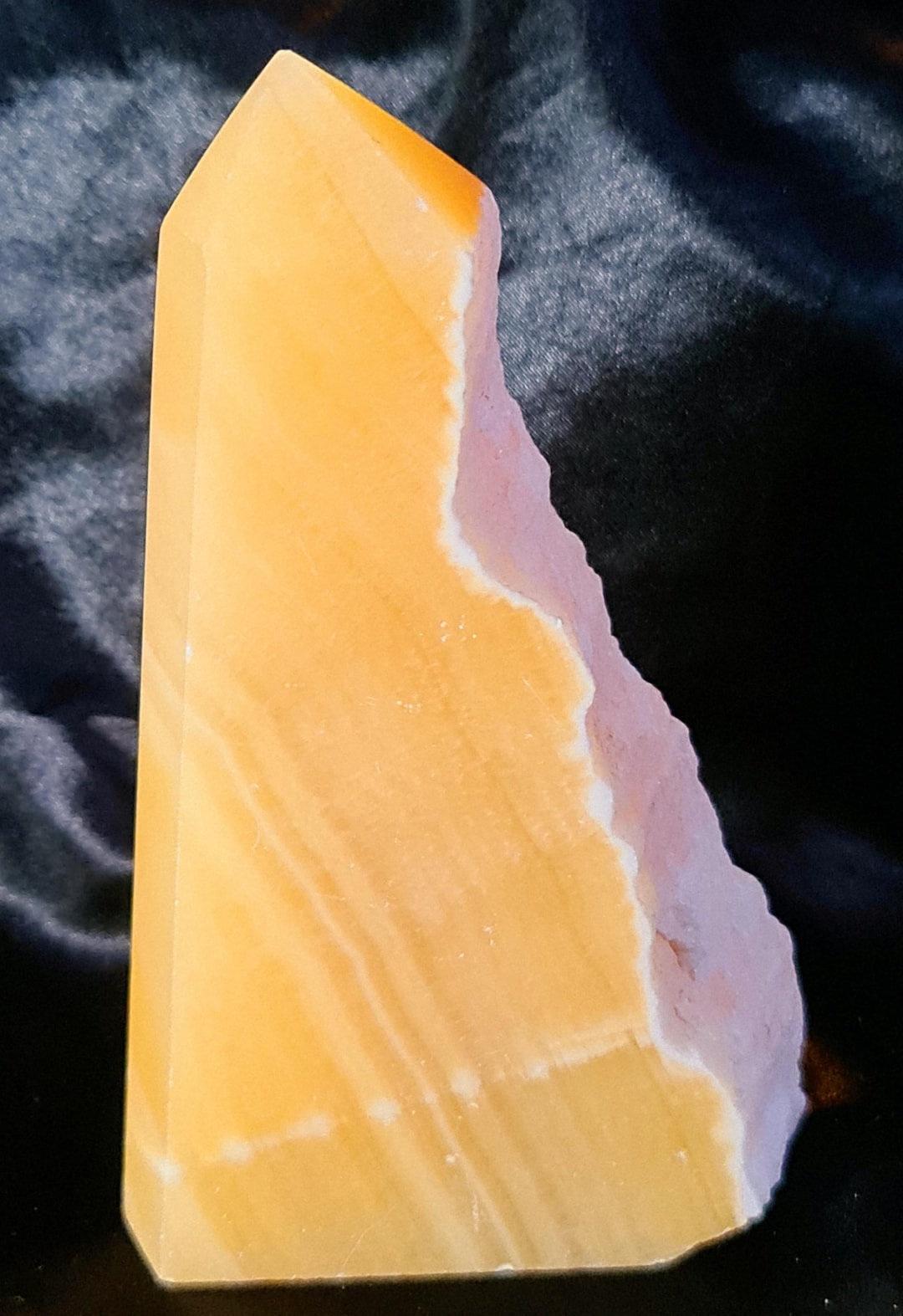 Orange Calcite Slab Tower, Polished Point, Raw Edge Obelisk, Altar ...