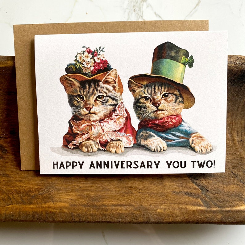 Cute Anniversary Card Vintage Cats Cat Lover Unique - Etsy