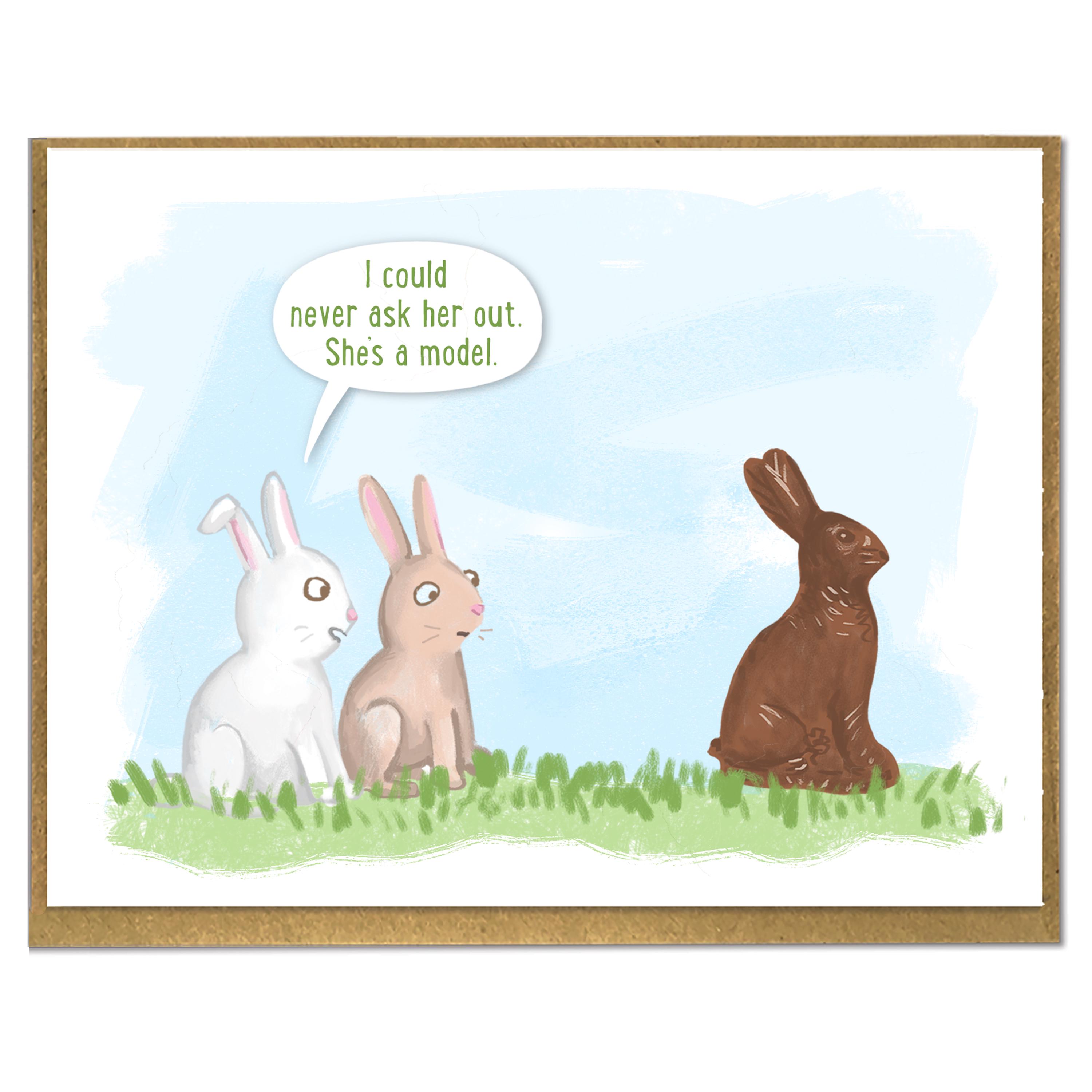 Funny Comic Easter Card: Chocolate Bunny Model - Etsy
