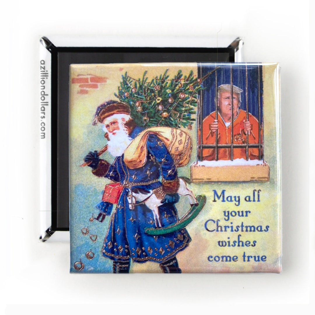 Funny Political Christmas Magnet: Vintage Santa Trump in Jail - Etsy