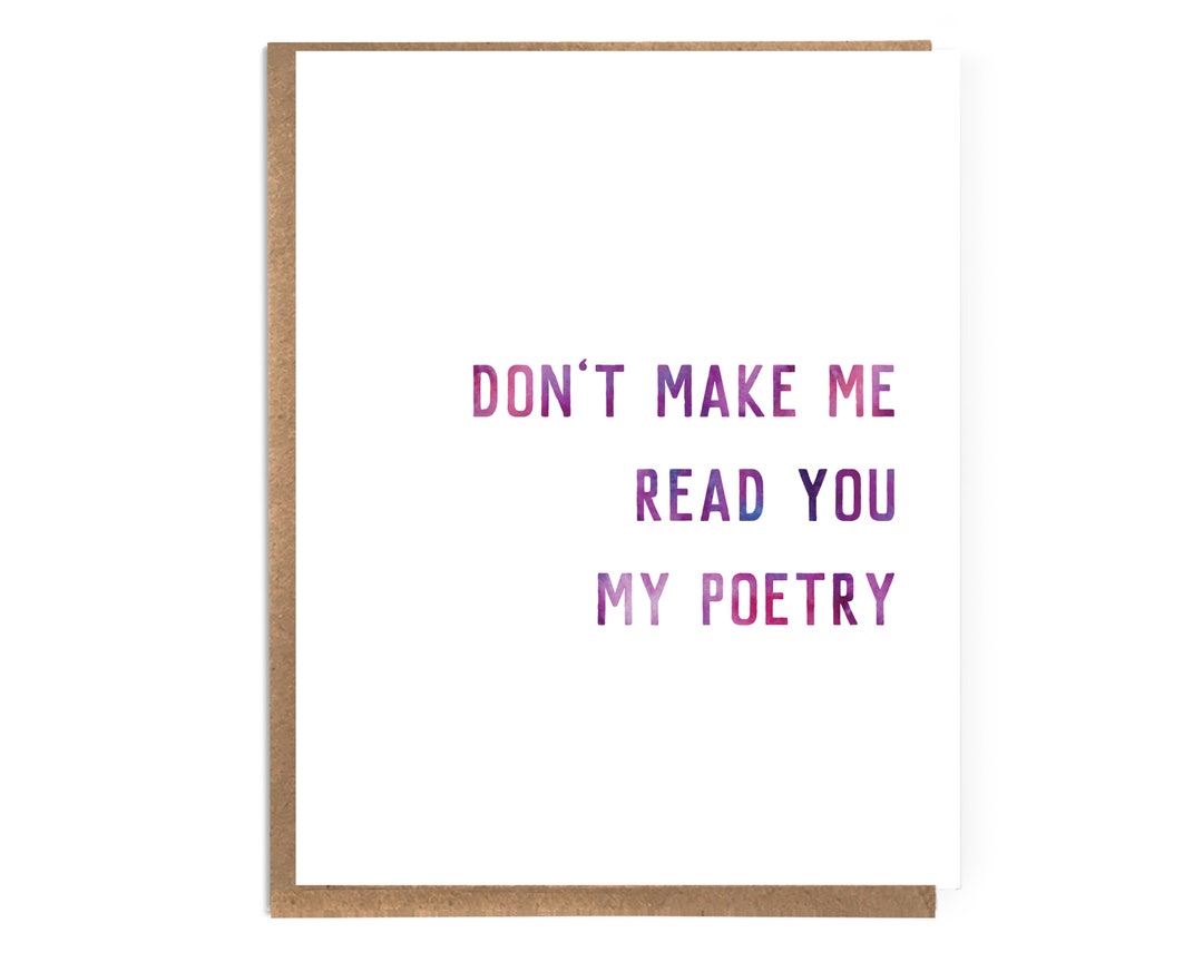 Funny Poetry Card: Sarcastic Writer Humor - Etsy
