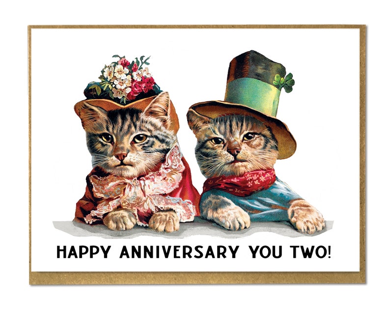 Cute Anniversary Card Vintage Cats Cat Lover Unique - Etsy