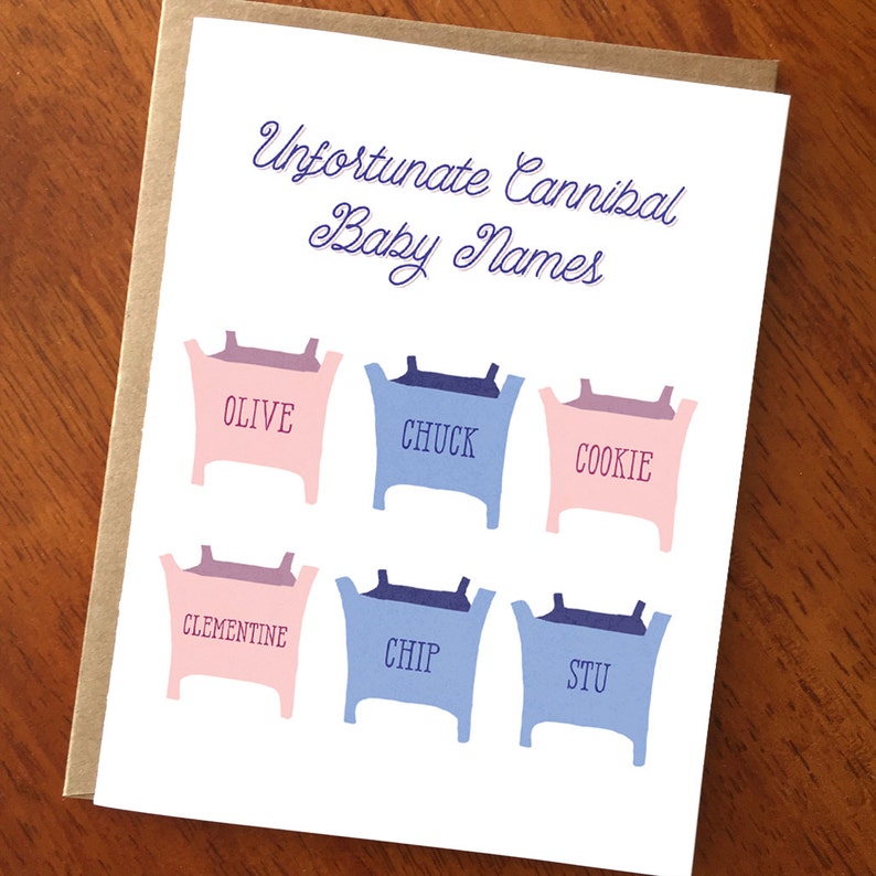 Funny Baby Card Unfortunate Cannibal Baby Names Saracstic - Etsy