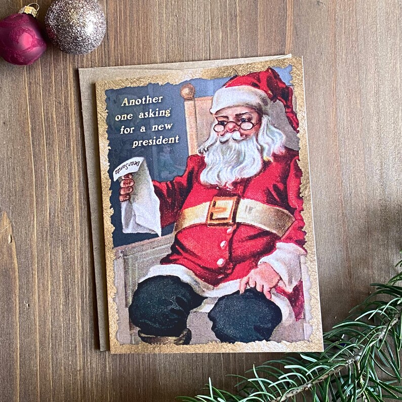Anti-trump Vintage Santa Holiday Card: Progressive Christmas Greeting ...
