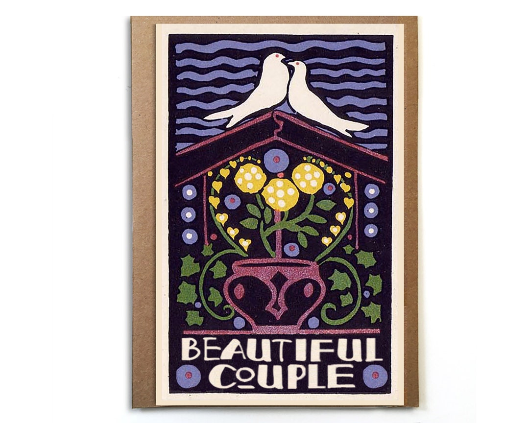 Beautiful Couple; Unique Wedding Engagement Card; Vintage Graphics ...
