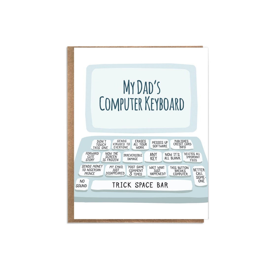 Funny Dad's Computer Keyboard Card - Technology Humor Father's Day - Etsy