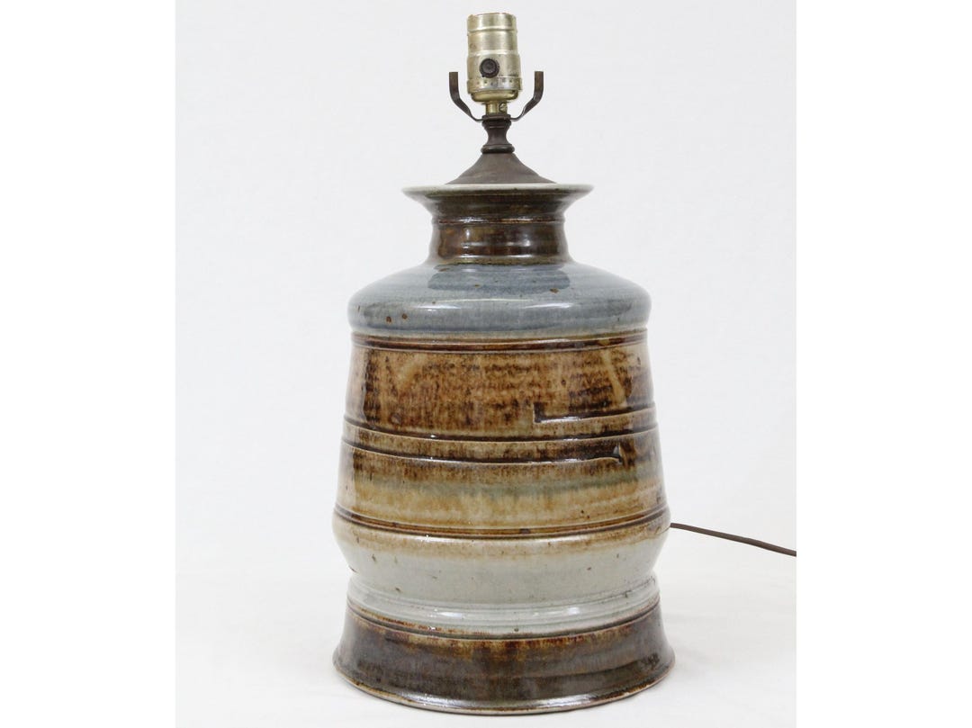 Eric Norstad Studio Pottery Vintage Table Lamp Hand Thrown Vase Blue ...