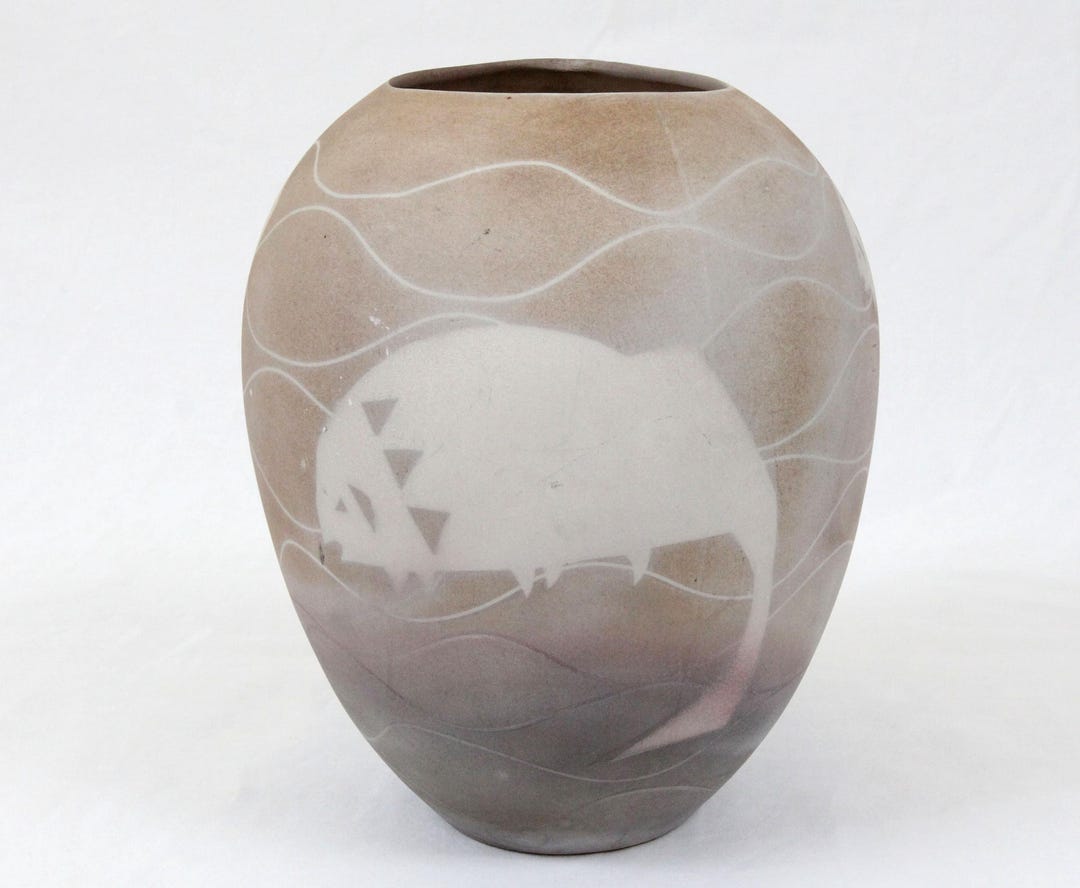 Nicholas Bernard Vintage 1980's Studio Pottery 10.5" Vase Pot Modernist ...