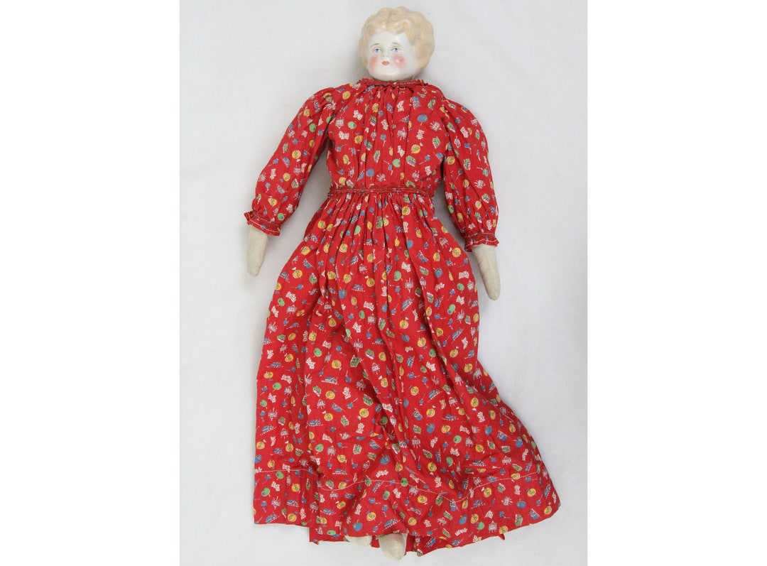 21” Antique China Doll Esther German Hertwig Shoulder Head Cloth Body ...