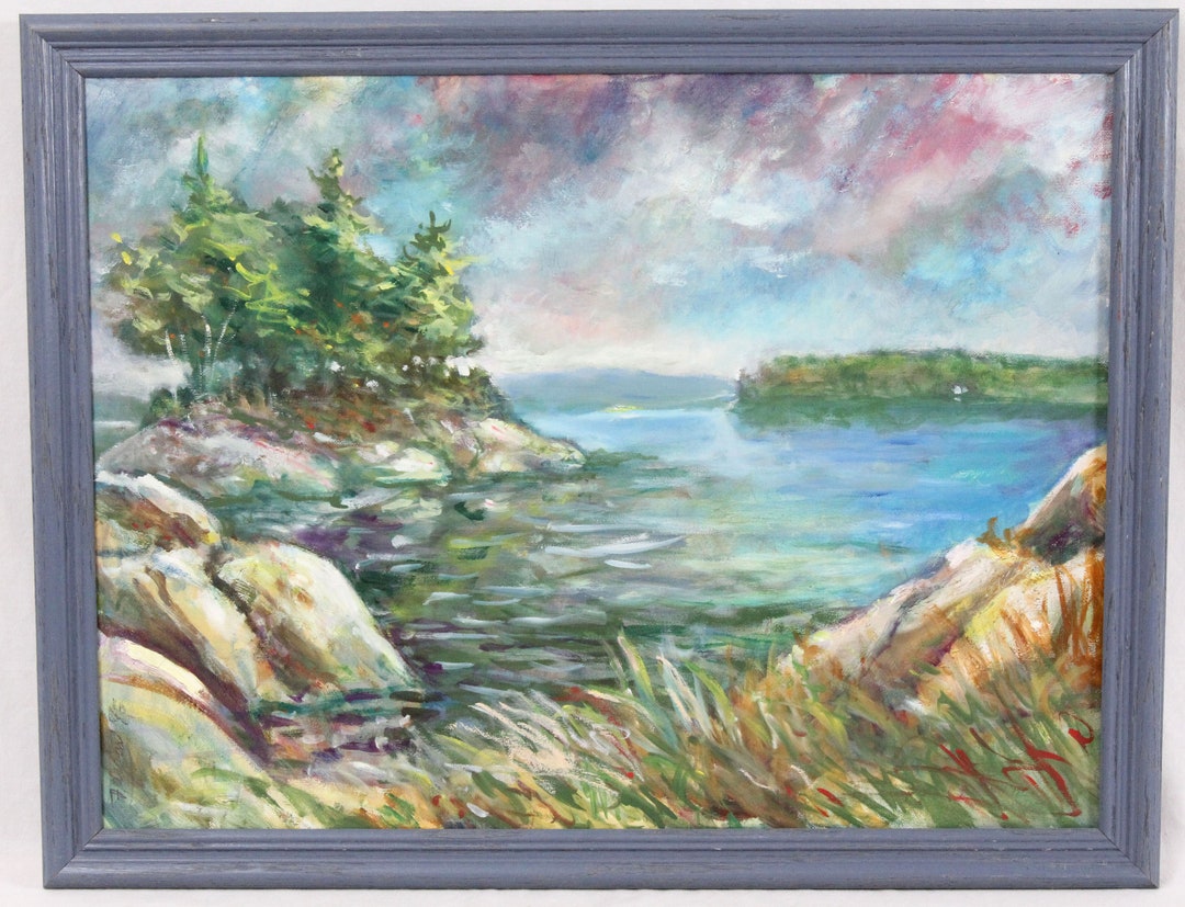 Peter Farrow 18x24 Oil Painting Goose Rock Passage Maine Seascape ...