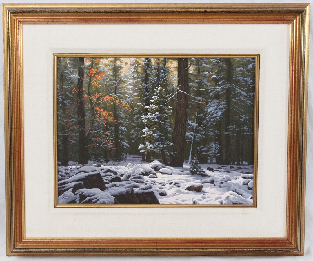 John D Cogan 12x16 Winter Landscape Original Oil Painting Snowy Forest ...