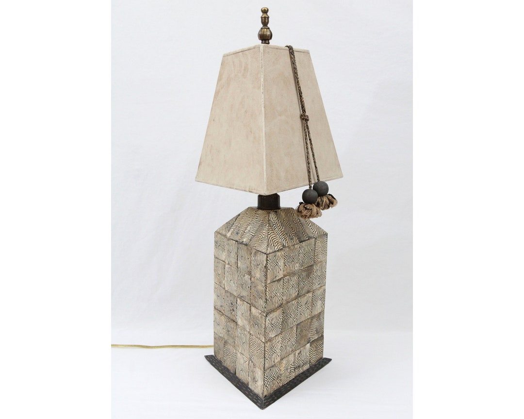 John Richard Lighting Safari Animal Zebra Print Triangular Table Lamp W ...
